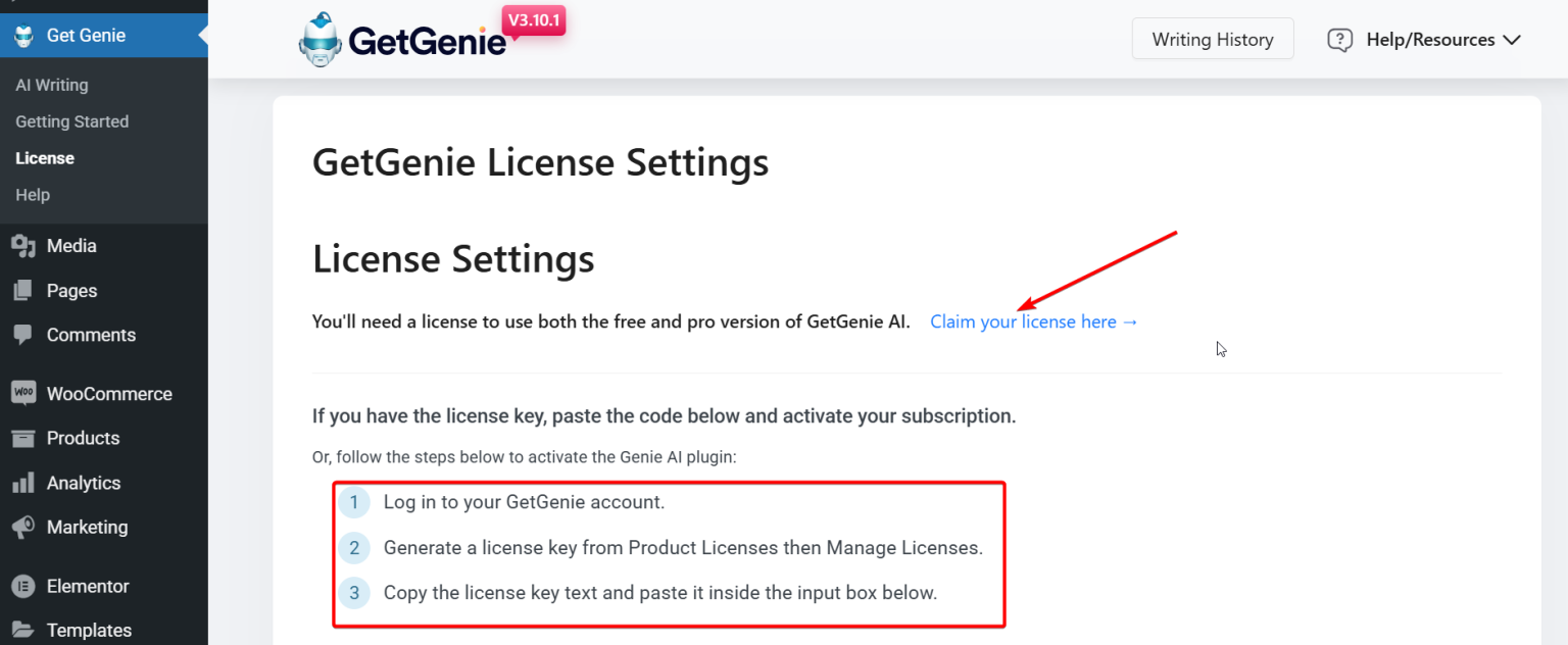 Activate License- Genie SEO